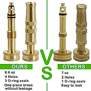 Biswing Brass Hose Nozzles, Heavy-Duty Brass Adjustable Twist Hose Nozzle, 2 Pack (4"), VI3432