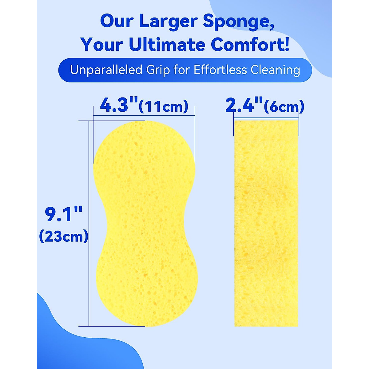 Temede 5-Pack Car Wash Sponges, 9.1" x 4.3" x 2.4" Large Sponges, Extra Thick Foam Kit for All-Purpose Cleaning, Ideal Washing Sponges for Kitchen, Bathroom, Household