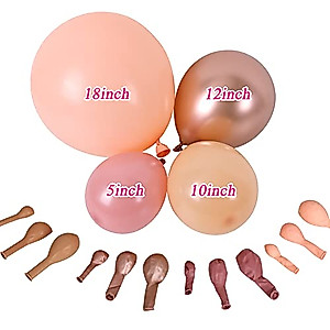 RUBFAC 164pcs Blush Balloons Garland Arch Kit Retro Pink Rose Gold Balloons Confetti Latex Balloons for Girls Baby Shower Garden Tea Party Bachelorette Birthday