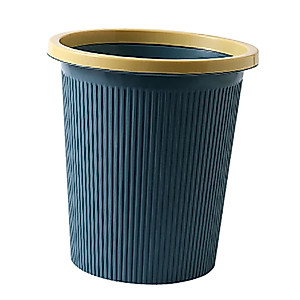 CHEOTIME Small Trash Can Cylindrical Trash Can Plastic Wastebasket Can Hold Trash Bags Suitable for Bathroom Bedroom Kitchen Home Office(Small Dark Blue)