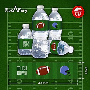 25 Sports Football Water Bottle Labels, Waterproof Water Bottle Wrappers, Great Stickers for Birthday Party, Baby Shower, Wedding, Graduation, or Any Family Event Decorations, Made in USA