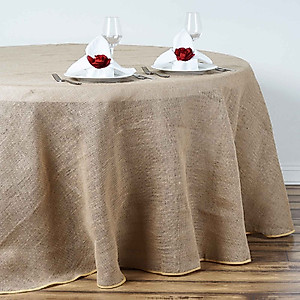 TABLECLOTHSFACTORY Fine Rustic Burlap Tablecloth Round 90" Natural Tone