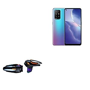 BoxWave Gaming Gear Compatible with Oppo A95 5G - Touchscreen QuickTrigger Auto, Trigger Buttons Autofire Gaming Mobile FPS - Jet Black