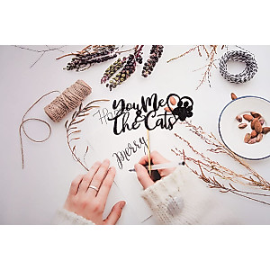 You Me & the Cats Cake Topper, Mr & Mrs Wedding Cake Decors, Bride and Groom Wedding Party Decorations, Cat Lovers Party Supplies, Black Glitter