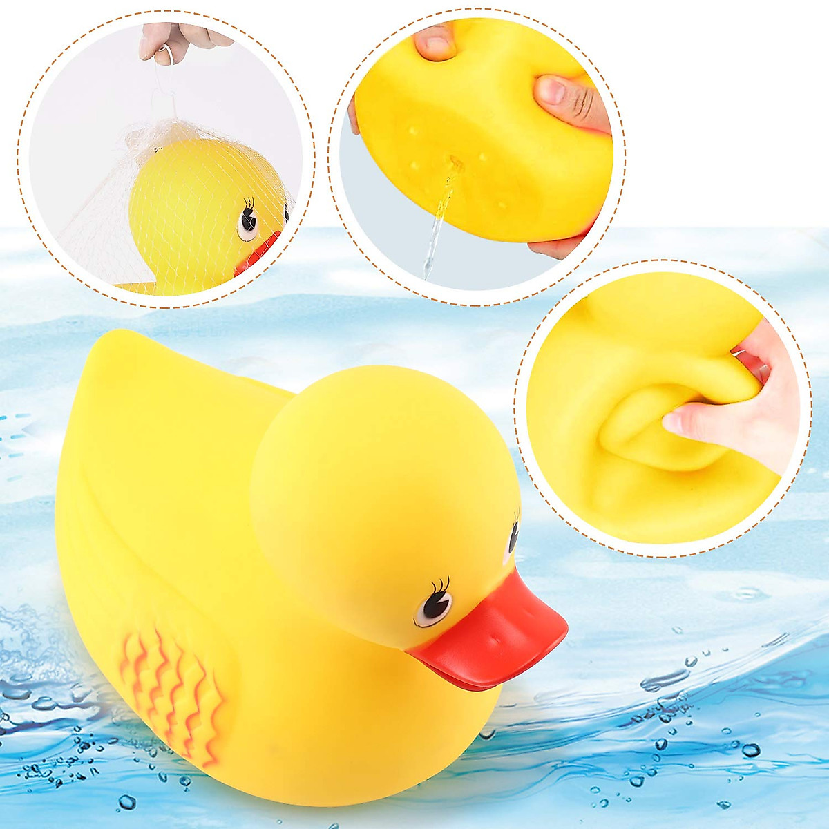 10" Jumbo Classic Yellow Rubber Duck Bathtime Toy, Floating Fun Pool Preschool Bathtub Toy, Giant Flexible Large Yellow Duck for Kids