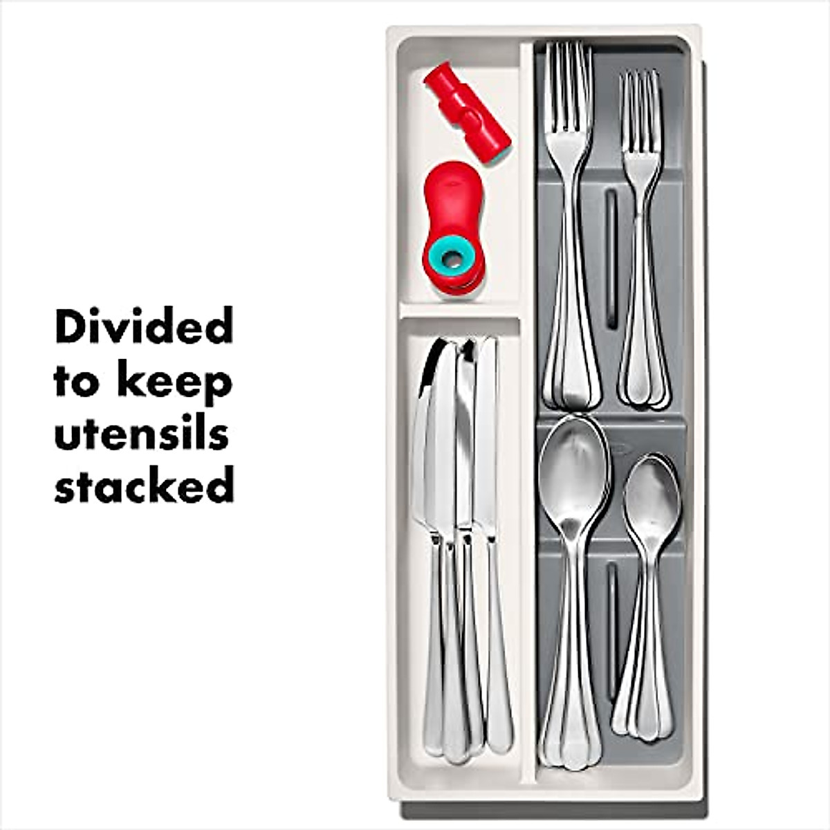 OXO Good Grips Kitchen Drawer Organizer, Compact Utensil, White