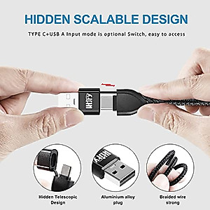 USB A/C to Type C Cable, LHJRY 6.6Ft 65W 3Pack Fast Charging Cable, Support PD/QC 3.0 Fast Charge Compatible with Samsung Galaxy S22 S21 S20 S10 Note 20 10, LG V50 Google Pixel and Other USB C Charger