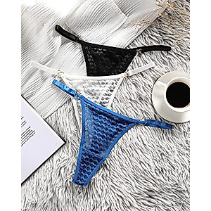 SHARICCA Lace G-String Thong for Women Low Rise Sexy Underwear Comfort T-back Thongs Panties Pack, 3P02,M