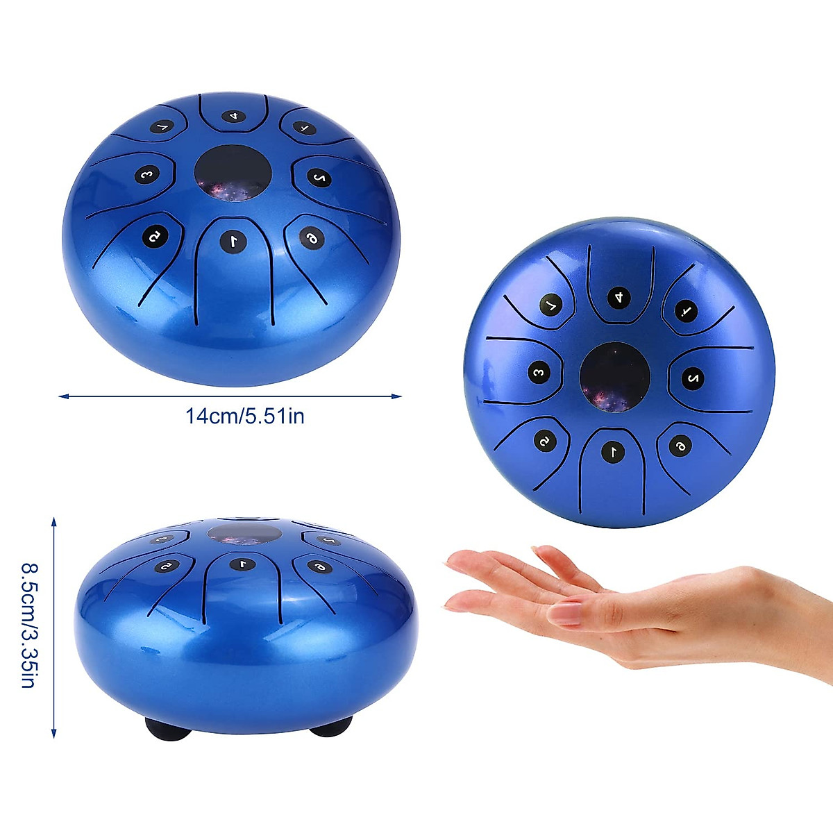 summina 5.5 Inches Mini Steel Tongue Drum 8 Notes C-Key Handpan Drum Steel Pocket Drum Percussion Instrument with Mallets Carry Bag for Meditation Yoga Zazen Musical Education