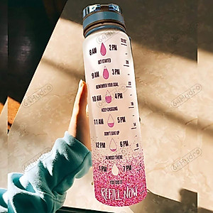 64HYDRO Nurse Water Bottle 32oz, Nurse Weeks Gifts, Nurse Appreciation Gifts, Nurse Water Bottle with Times to Drink, Motivational Water Bottle, Water Tracker Bottle, Water Bottle with Time Marker