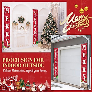 2 Pcs Christmas Hanging Porch Signs Banner with LED String Light Snowman and Santa Christmas Door Banner Xmas Banner for Indoor Outdoor Home Garage Wall Holiday Party Decorations (Snowflake)