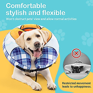Avont Inflatable Dog Cone Collar After Surgery, Soft Dog Donut Collar to Stop Licking, E Collar Cone Alternative for Small Medium Large Dogs -Cowboy(L)