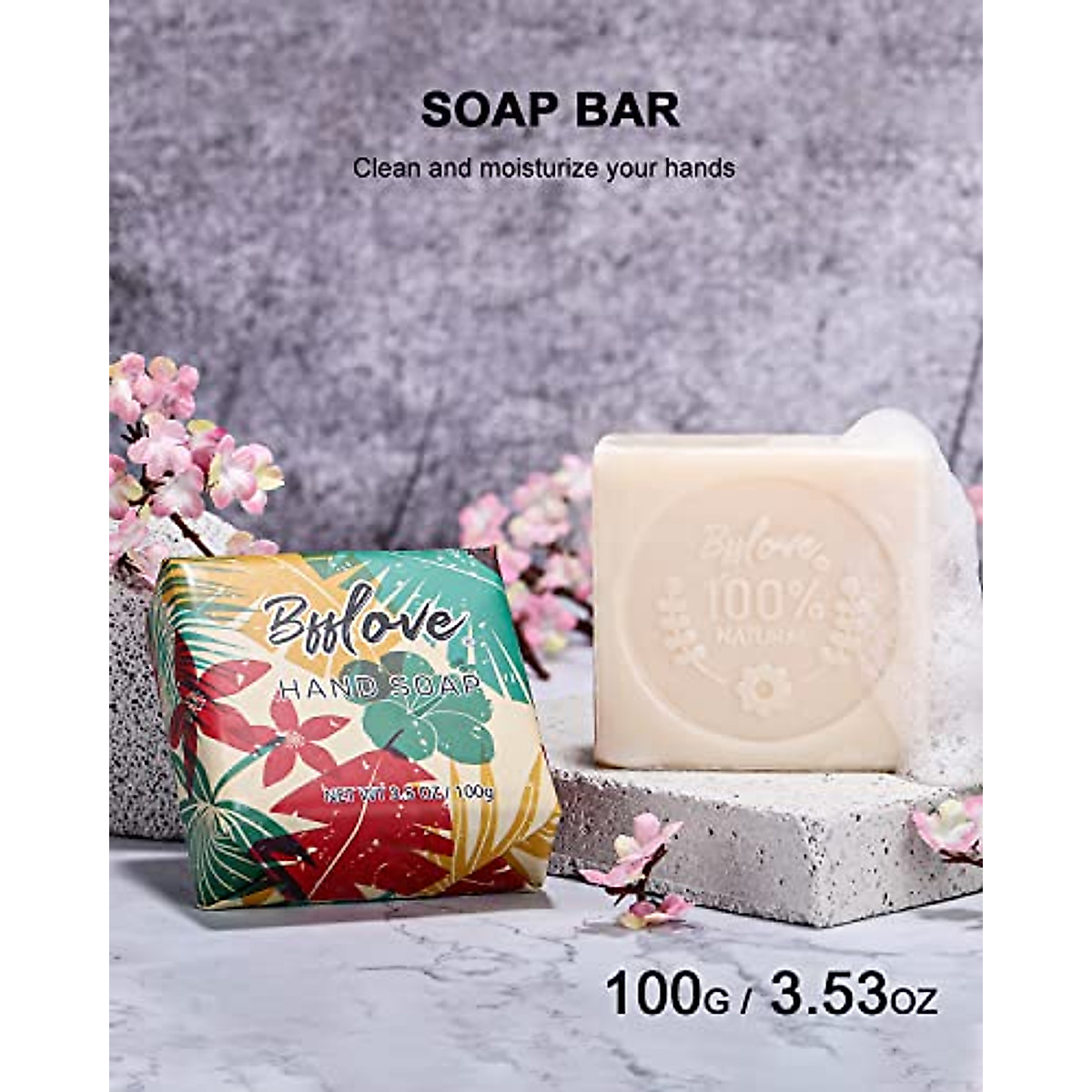 Gifts for Women, BFF LOVE-5pcs Cherry Blossom Bath and Body Set, Spa Kit Gift Set for Women with Massage Oil, Scented Candle, Bath Salt, Hand Cream & Soap, Gift Baskets for Women