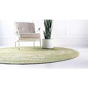 Unique Loom Bromley Collection Area Rug - Wells (5' 1" Round Green/Ivory)
