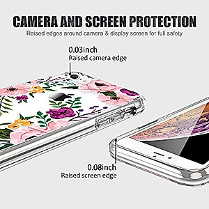 LUHOURI iPhone 8 Case, Clear iPhone 7 Case with Screen Protector, Girls Women Floral Heavy Duty Protective Hard Case with Slim Soft TPU Bumper Cover Phone Case for iPhone 8 and iPhone 7