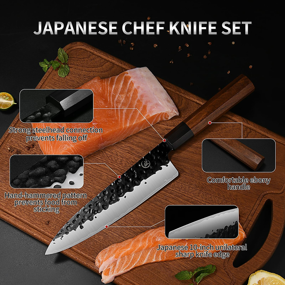 LIFVCNT Santoku Japanese Chef Knife Set, Hand Forged Kitchen Knife, 5 Layers 9CR18MOV High Carbon Chefs Knife Meat Sushi Knife, Japanese Knife with Rosewood Handle and Gift Box