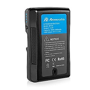 Powerextra 95Wh 6600mAh BP-95 V Mount V-Lock Battery Compatible with Sony Video Digital Camera Camcorder Broadcast DSLR LED Light Monitor HDCAM XDCAM and Other Camcorders