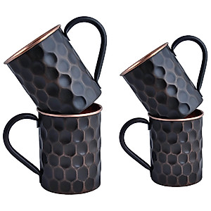 Staglife Black Moscow Mule Copper Mugs - 16 Oz [Set of 2] + 20 Oz [Set of 2]