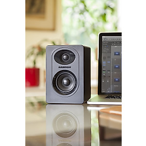 Samson MediaOne M30 3" Powered Studio Monitors with 3.5mm Outputs (Pair) Bundle with Blucoil Acoustic Isolation Pads (2-Pack), 12" Acoustic Wedges (4-Pack), and 5' Audio AUX Cable