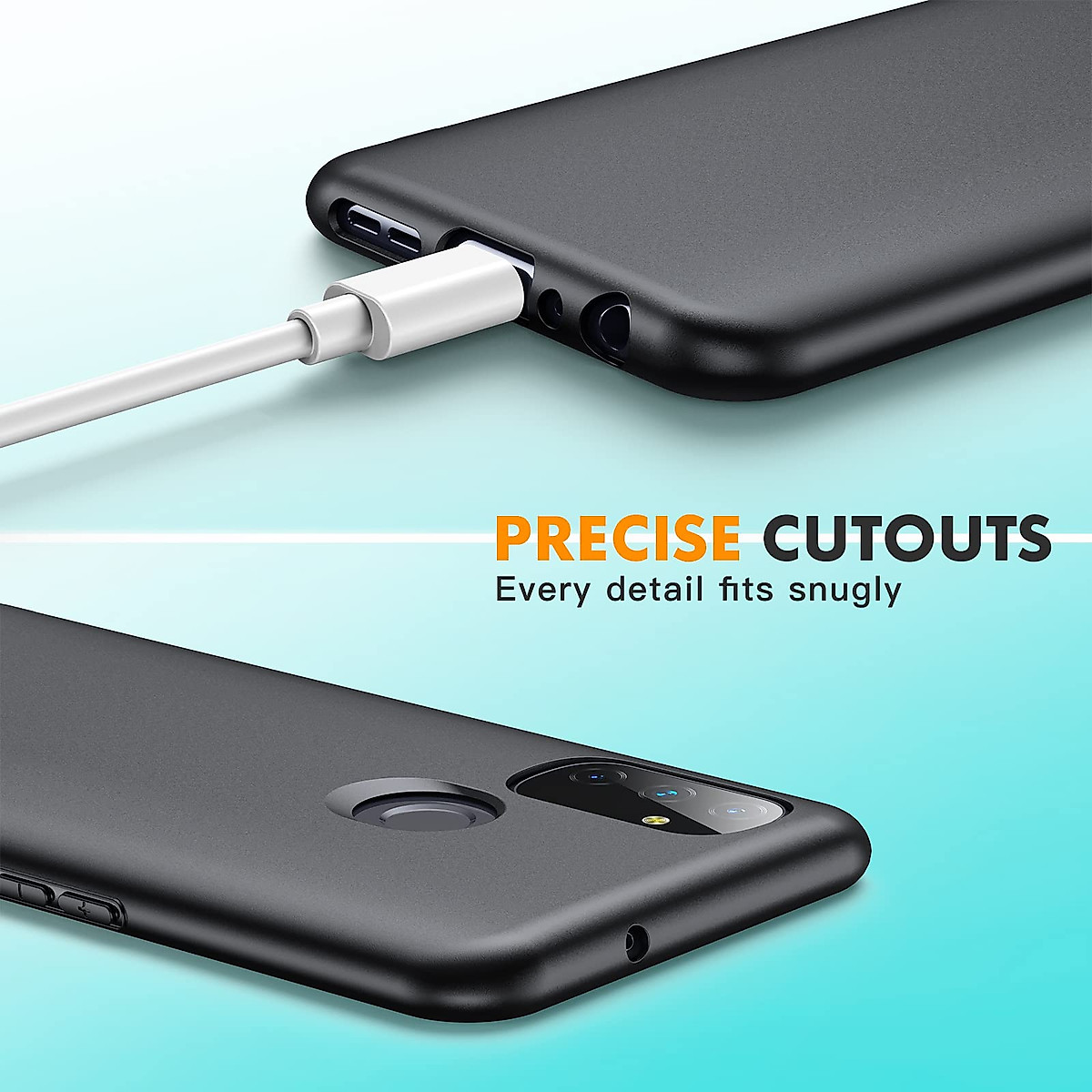 Dioxide Compatible for OnePlus Nord N100 Phone Case with Screen Protector, Soft TPU Silicone Case Shockproof Non-Slip Camera Protective Case Slim Cover for OnePlus Nord N100 Phone Case, Black