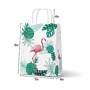 KALEFO 24PCS Luau Party Supplies Flamingo Party Favors Treat Bags Summer Tropical Palm Leaves Hawaii Paper Gift Bags