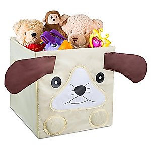 Kids Foldable Cube Storage Bins - These Decorative Animal Fabric Storage Cubes are Collapsible and Great Organizer for Shelf, Closet or Underbed. Convenient for Clothes or Kids Toy Storage.(Puppy)