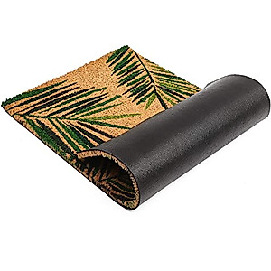 Juvale Tropical Welcome Mat for Outdoor Entrance, Coco Coir Palm Leaf Plant Doormat for Front Porch, Patio (30 x 17 in)