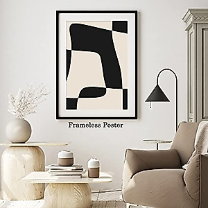 Black and Beige Canvas Wall Art Abstract Neutral Poster Beige Boho Wall Art Abstract Black Painting for Bedroom Decor Abstract Geometric Print Black and Beige Minimalist Wall Art 16x24inch No Frame