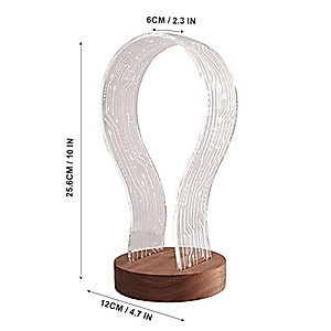 YuanDian Headphone Stand, Walnut Wood Headset Holder with Blue Pink LED Night Light for Gamers, Men, and Music Lovers - Perfect Desk Gift Idea