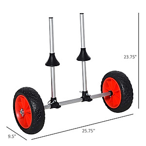Soozier Kayak Cart, Trolley Trailer Kayak Wheels with Strong Aluminum Frame, Adjustable Width Crossbar, & Large Tires