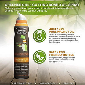 XXXL Bamboo Cutting Board and Food Grade Oil Spray by Greener Chef