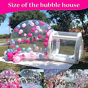 Inflatable Bubble House with 750w Blower, 550w Hand Pump, Reihipun Bubble Tent 10FT Waterproof Transparent Dome 6FT Tunnel for Home Party, Malls, Parks Event Exhibition
