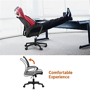 Home Office Chair Ergonomic Desk Chair, Adjustable Mid Back Mesh Swivel Office Chair with Armrests, Executive Rolling Swivel Adjustable Mid Back Task Chair, Black