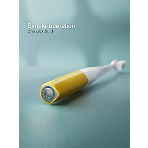 Blenpapa Battery Powered Electric Toothbrush for Kids, Sonic Toothbrush, IPX7 Waterproof, Yellow