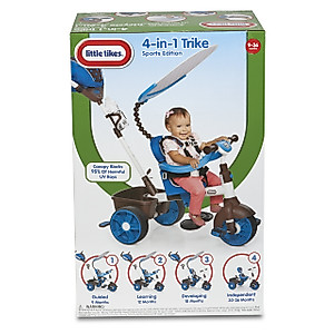 Little Tikes 4-in-1 Trike Ride On, Blue/White, Sports Edition
