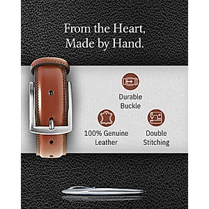 Access Denied Genuine Leather Dress Belts For Men - Mens Belt For Suits, Jeans, Uniform Brown Belt - Designed in the USA