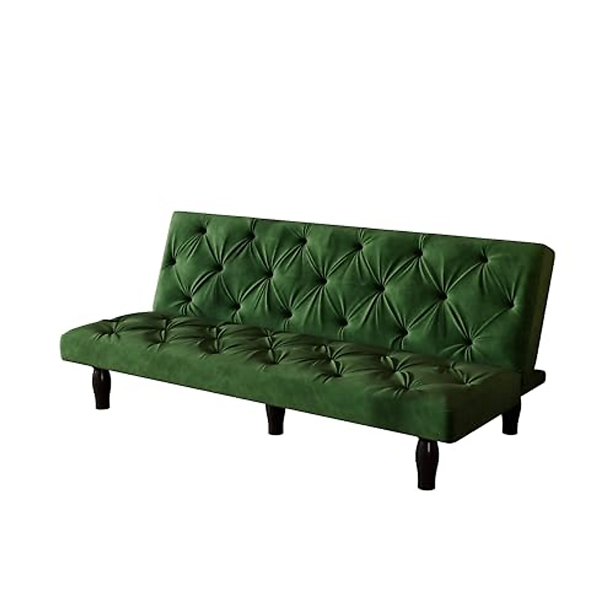 Livavege Convertible Futon Sofa Bed, 66" Velvet Upholstered Sleeper Couch Daybed with Adjustable Backrest for Studio, Apartment, Office, Small Space, Compact Living Room, 66 INCH, Green