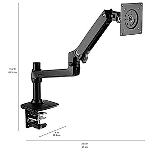 Amazon Basics Single Monitor Stand, Lift Engine Arm Mount, Black