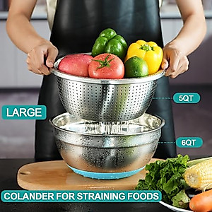 Naitesen 28PCS Mixing Bowls with Lids Colander Set, Stainless Steel Nesting Bowls with Measuring Spoons and Cups Cooking Utensils for Baking Supplies Kitchen Essentials Tools