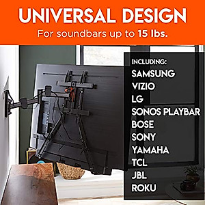 ECHOGEAR Sound Bar Monting Bracket For Under TV - Adjustable Height & Depth for Max Compatibility Between TV & Soundbar - Dolby Atmos Compatible & Works with with LG, Vizio, Bose & More