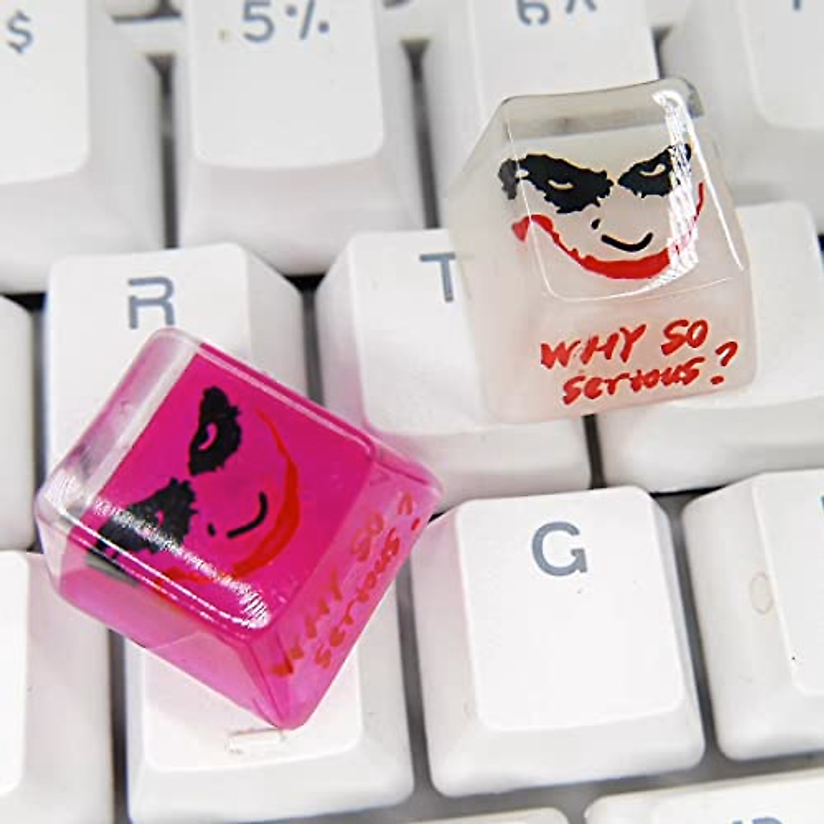 Gaming Keycaps The Joker Resin Keycaps for Cherry MX Swtiches (OEM R4) (Pink)