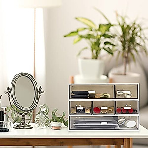 Desk Organizer Drawers-Stackable Desk Drawer Organizer, Plastic Storage Drawers Desktop Storage Great for Office Organization School Home - 3 Drawers (White)