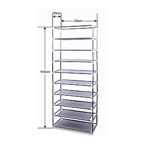 Shoe Rack 10 Tier, Shoe Organizer With Cover, Shoe Rack 24 Inches Wide, Shoe Stand For Bedroom, Space Saving Shoe Rack Organizer, Sneaker Rack (Coffee)