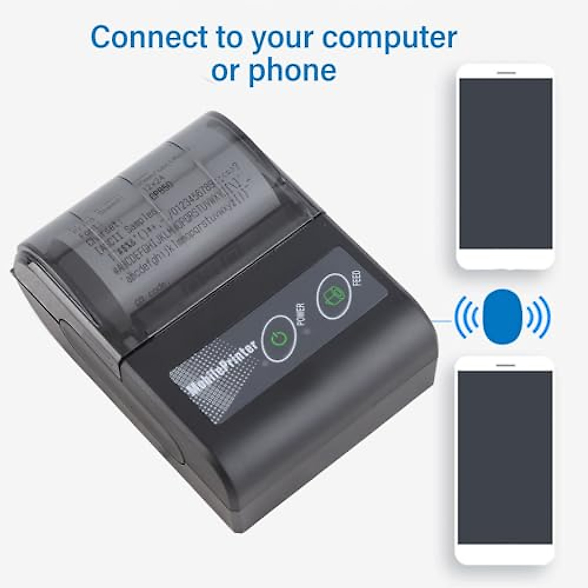Receipt Printer, Automatic Sleep and Wakeup Mode, Mini Ticket Printer for Restaurant Sales in Retail