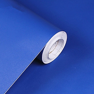 Amao 17.7''x78.7'' Solid Color Wallpaper Self-Adhesive Vinyl Wall Decor Shelf and Drawer Liner Covering for Kitchen Countertop Cabinets (Blue)