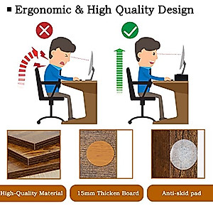 TEAMIX Monitor Stand Riser-2 Pack, Rustic Brown Wood Adjustable Monitor Stand Dual Monitor Riser for 2 Monitors/Laptop/PC Computer Stand for Desk
