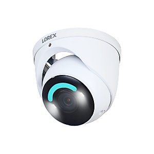 Lorex 4K 8MP IP Wired Metal Dome Outdoor/Indoor Security Camera, White - Smart Security Lighting, Smart Motion Detection, Deterrence Siren, Color Night Vision Booster, 2-Way Talk, IP67 Weatherproof
