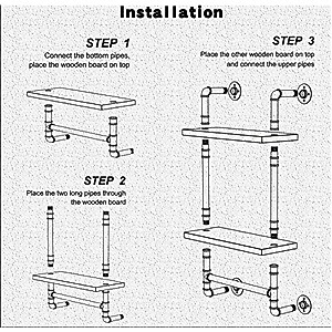 Lengfkus Industrial Pipe Shelving,Iron Pipe Shelves Industrial Bathroom Shelves with Towel bar,24 inch Rustic White Metal Pipe Floating Shelves Pipe Wall Shelf,2 Tier Industrial Shelf Wall Mounted