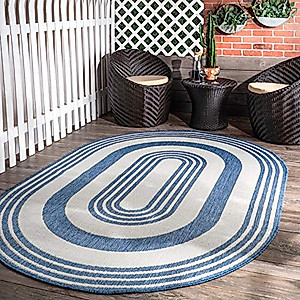 nuLOOM Robin Multi Stripe Indoor/Outdoor Area Rug, 5' 3" x 7' 6", Blue