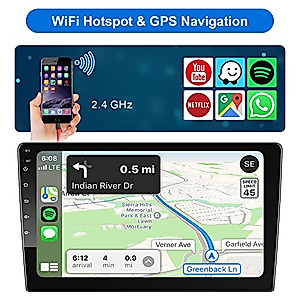 10 Inch Double Din Wireless CarPlay Car Stereo, Android Car Radio with Wireless Android Auto, 2G+32G Touchscreen Car Multimedia Player GPS Navigation Bluetooth WiFi AM FM Radio 2 Din Head Unit Screen